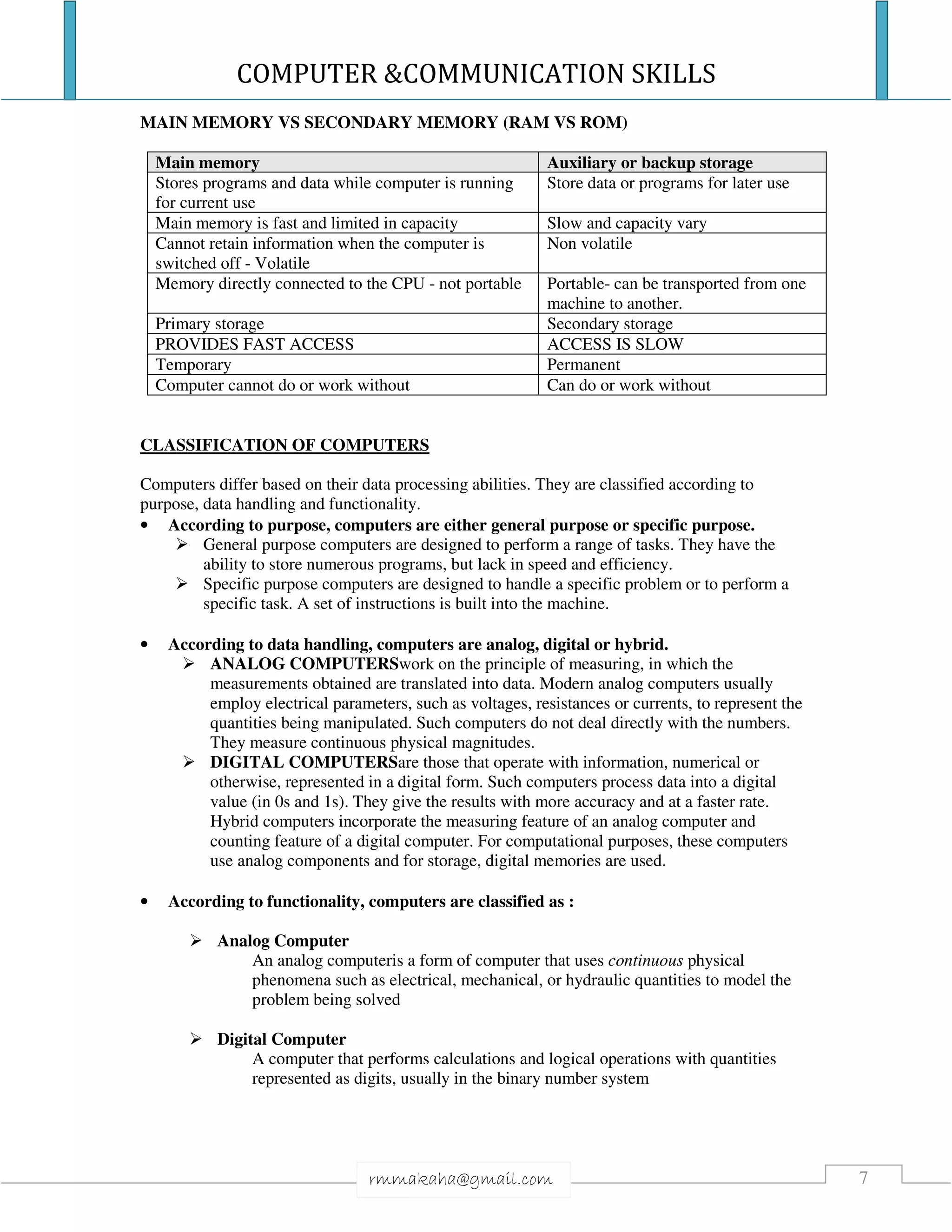 COMMUNICATION & COMPUTER SKILLS | PDF