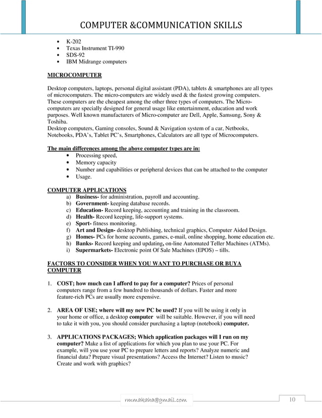 COMMUNICATION & COMPUTER SKILLS | PDF