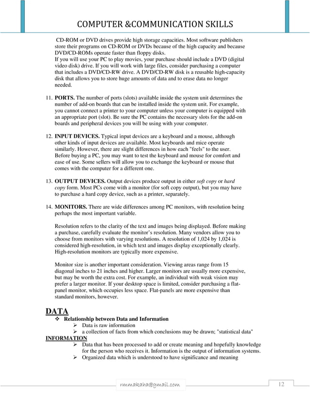 COMMUNICATION & COMPUTER SKILLS | PDF