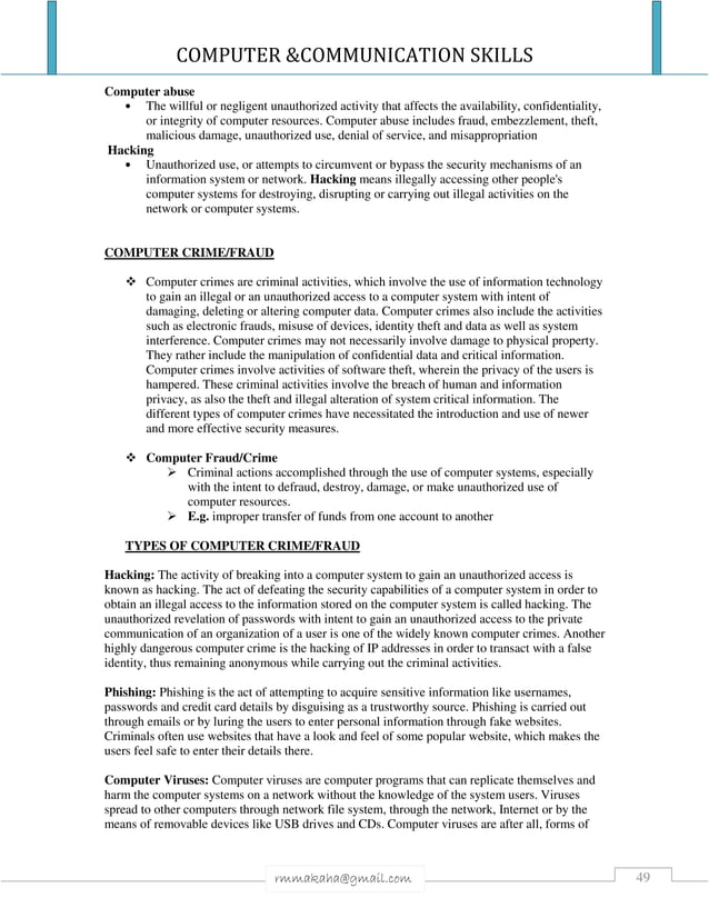 COMMUNICATION & COMPUTER SKILLS | PDF