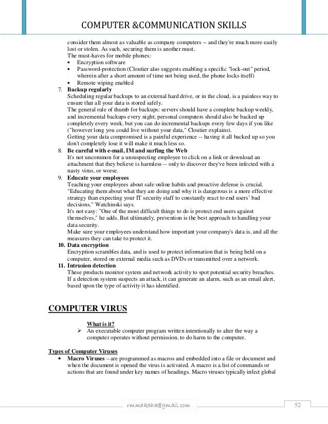 COMMUNICATION & COMPUTER SKILLS