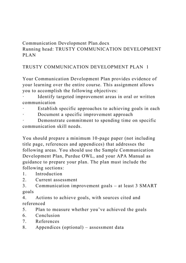 Communication Development Plan.docxRunning head TRUSTY COMMUN.docx