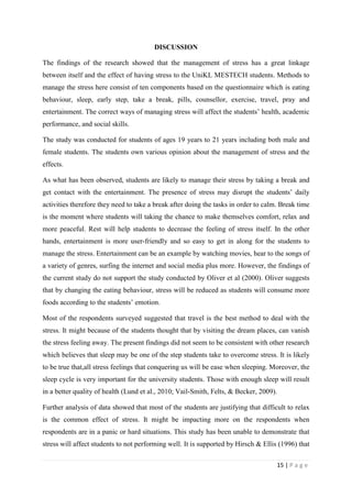 Managment of stress among unikl mestech students (Research) | PDF