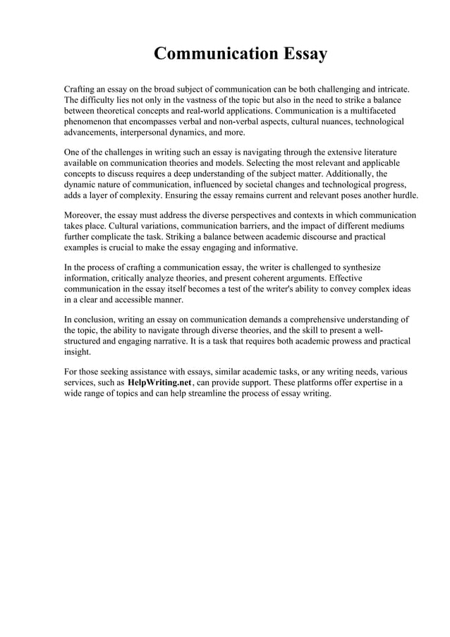 Communication Essay. William E. Macaulay Honors College | PDF