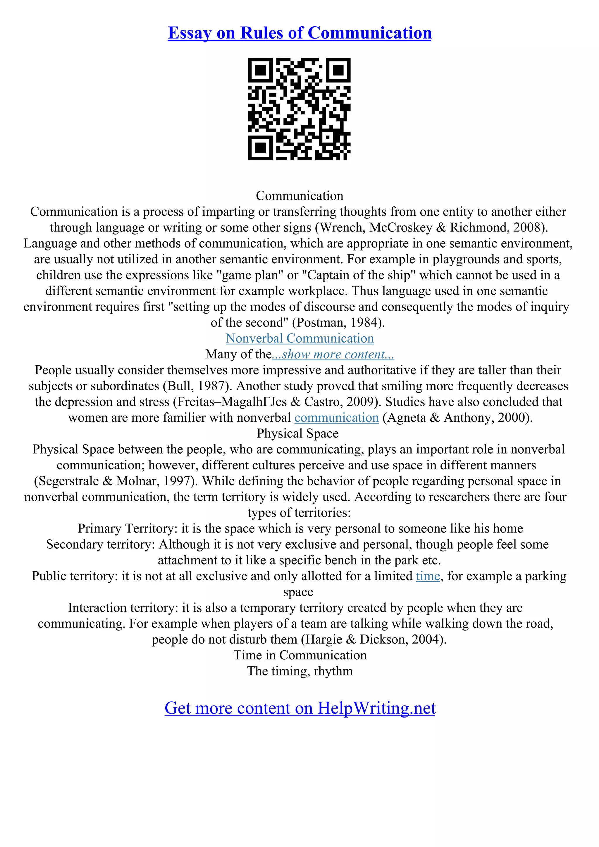 Communication Essay Example | PDF | First Aid | Injuries