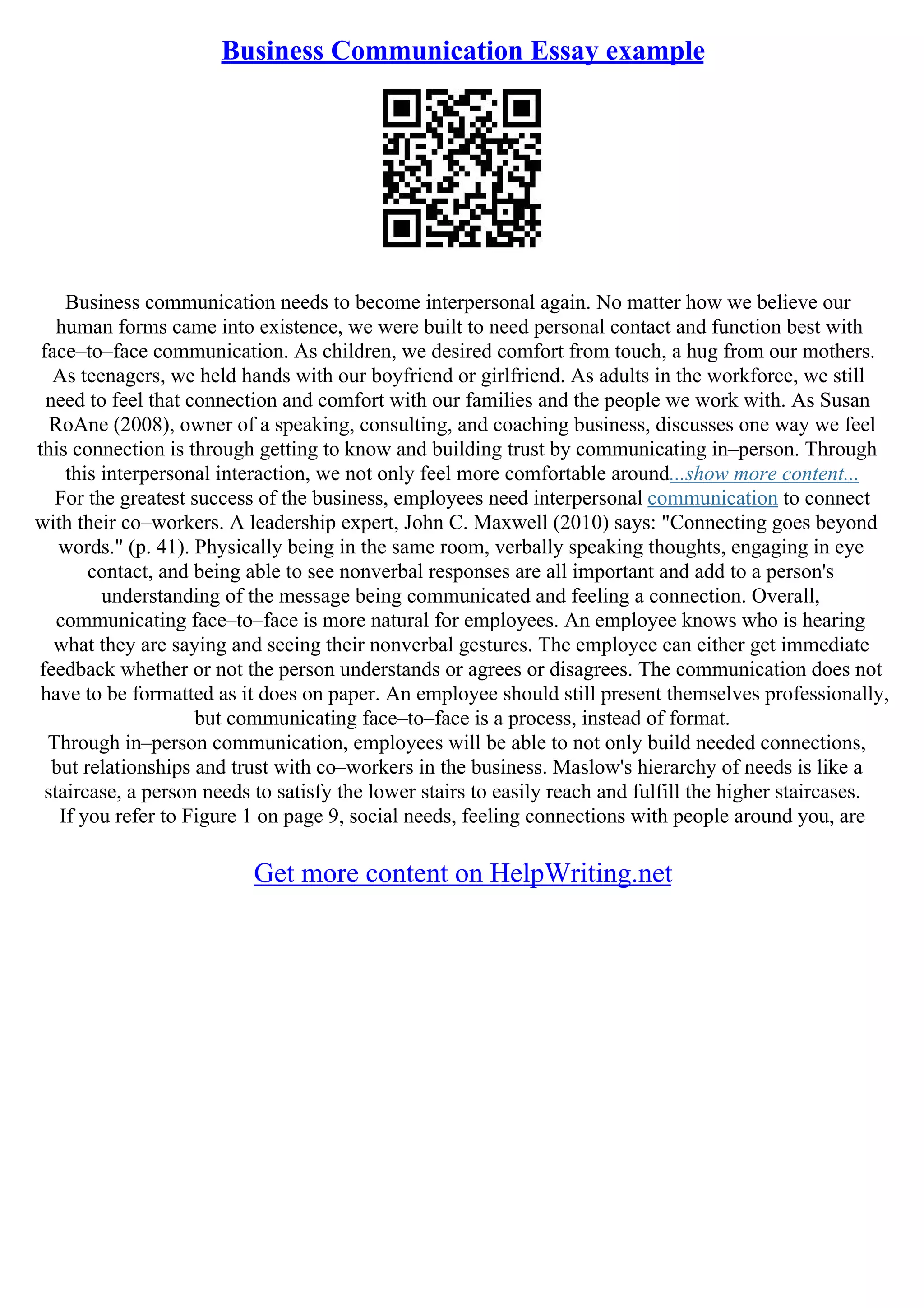 Communication Essay Example | PDF | First Aid | Injuries