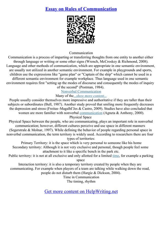 Communication Essay Example | PDF | First Aid | Injuries