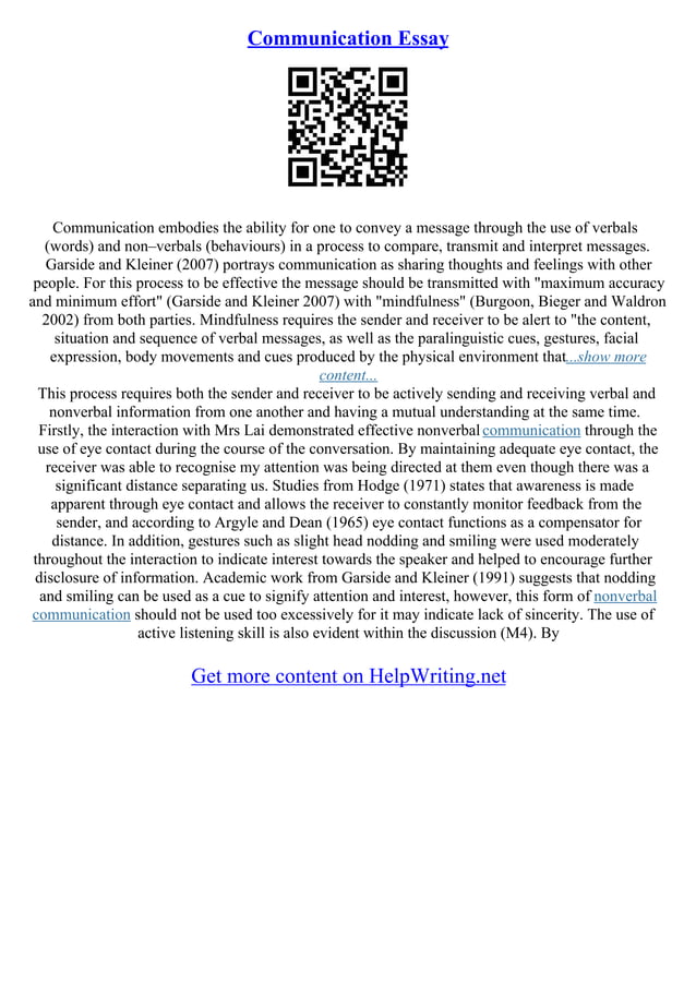Communication Essays | PDF