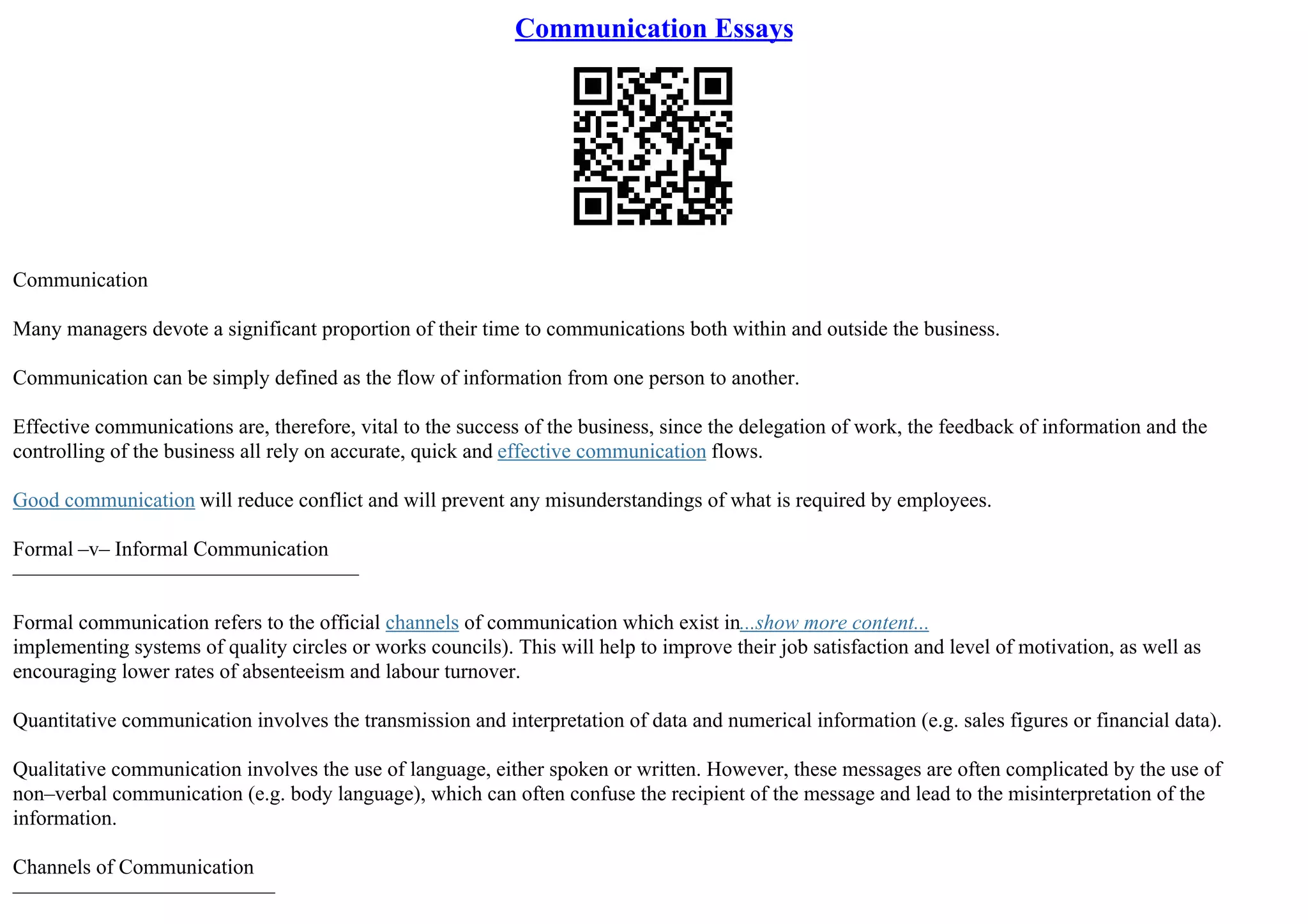 Communication Essays | PDF