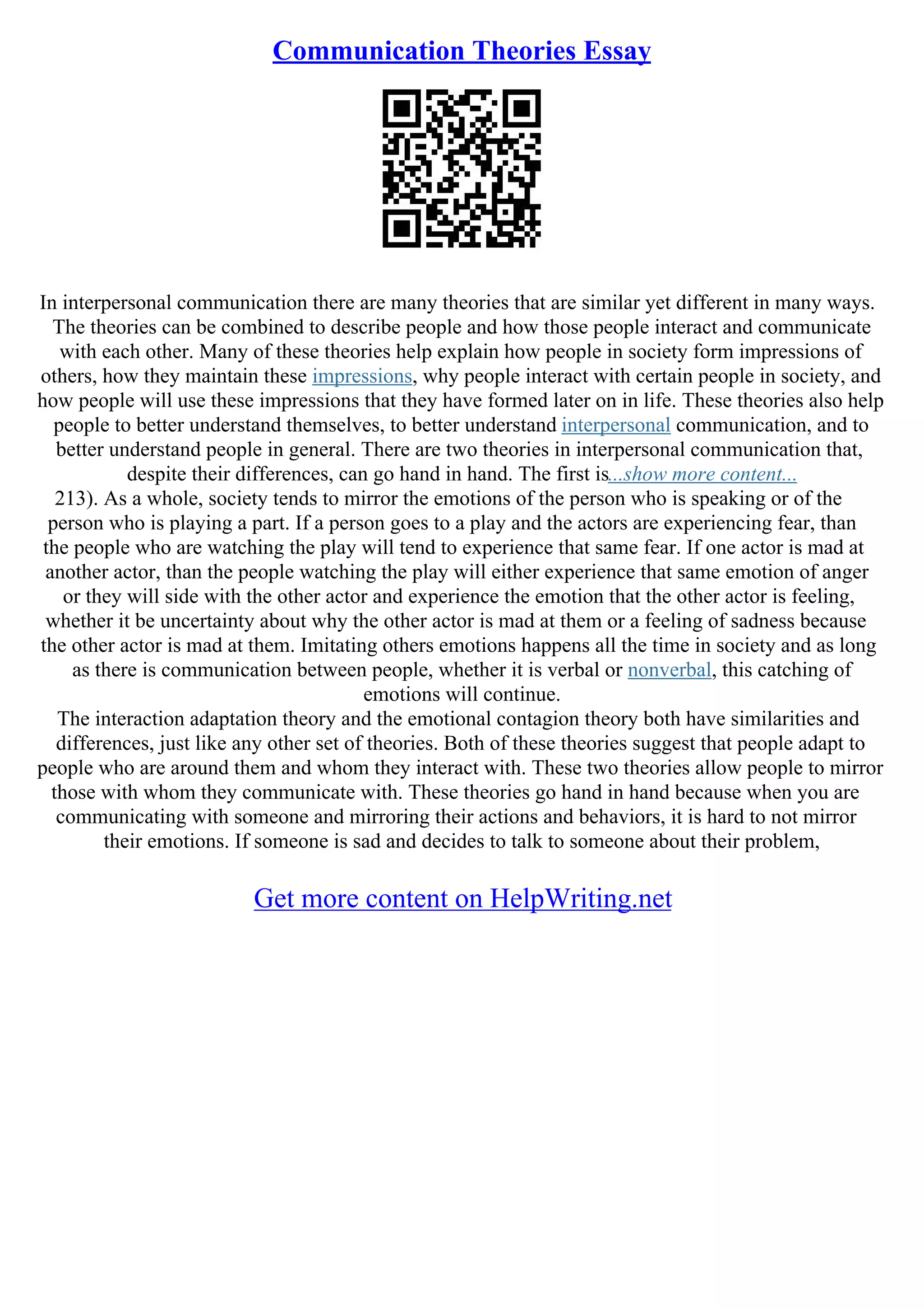 Communication Essay Sample | PDF