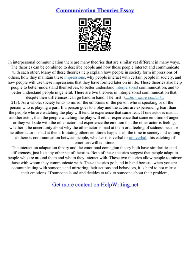 Communication Essay Sample | PDF | Dating | Family and Relationships