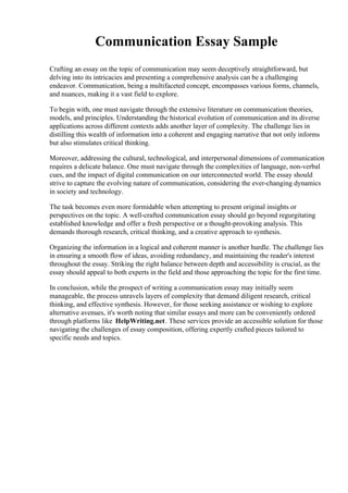 Communication Essay Sample.pdf | Freelance Writing | Content Production