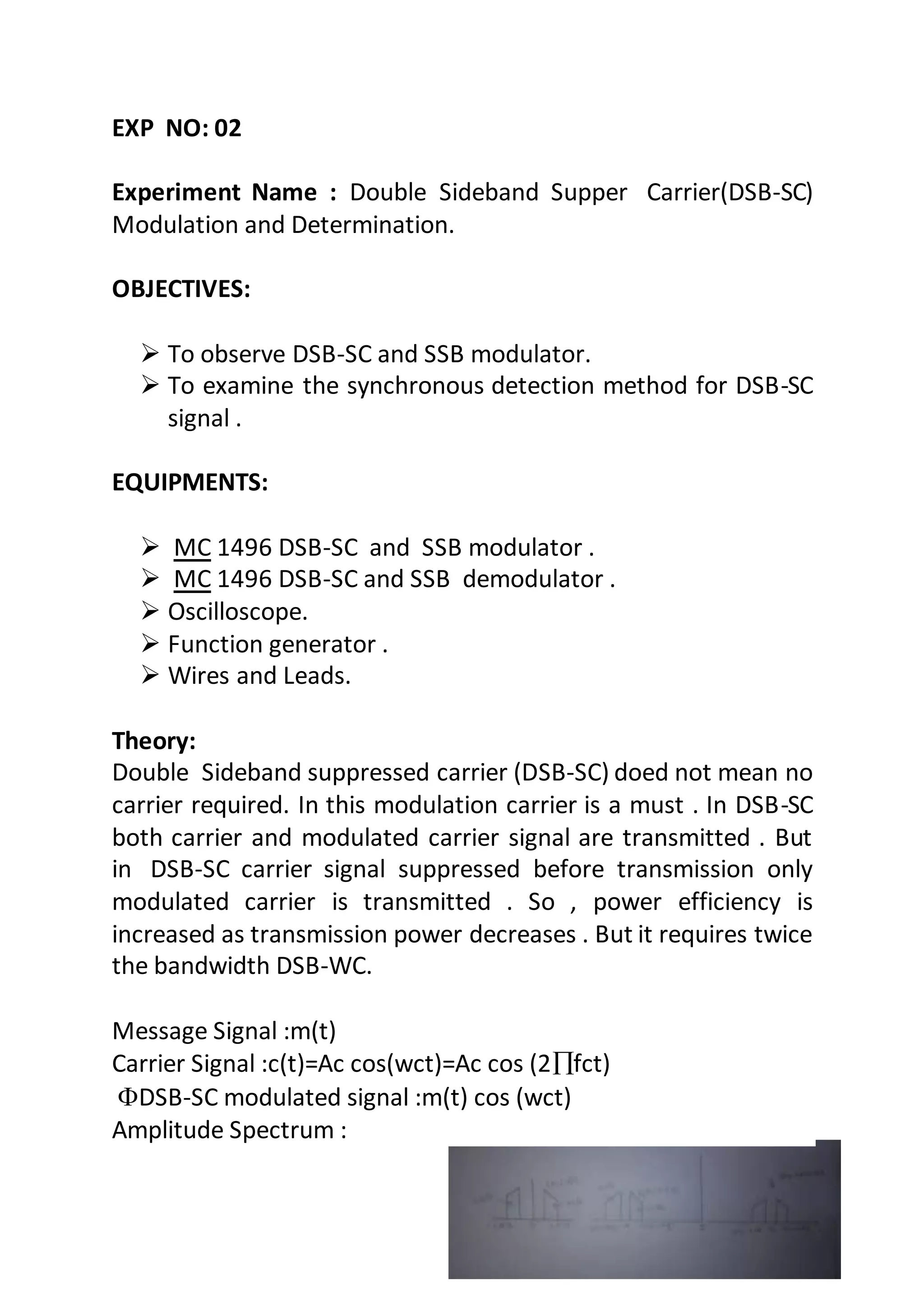 Double Side Band Suppressed Carrier Dsb Sc Modulation And Demodulation Docx