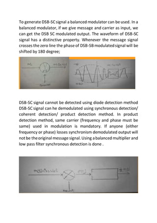 Double Side band Suppressed carrier (DSB-SC) Modulation and Demodulation. | DOCX