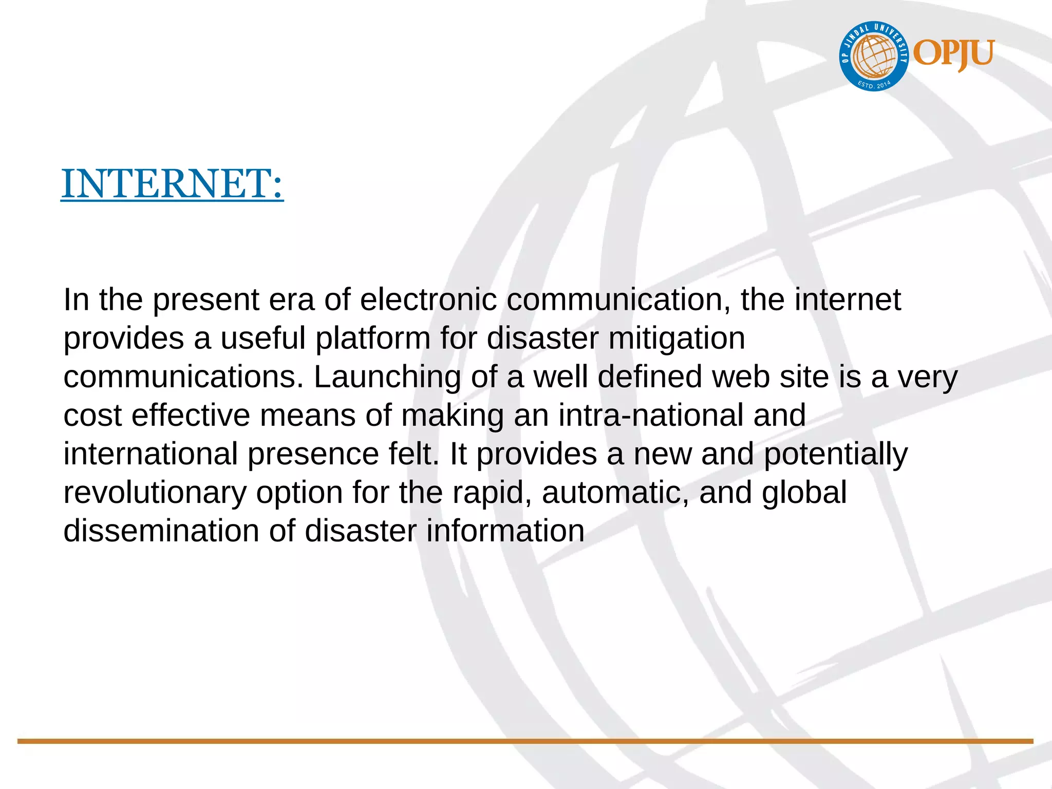 Communication facilities for disaster management in india | PPT