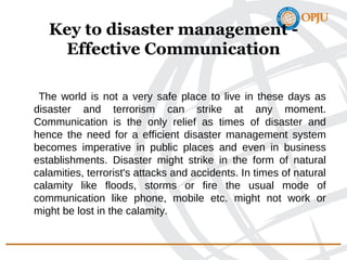 Communication facilities for disaster management in india | PPT