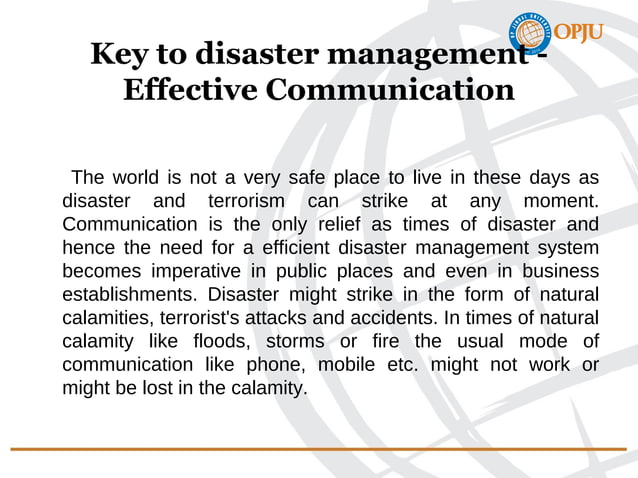 Communication facilities for disaster management in india | PPT
