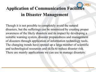 Communication facilities for disaster management in india | PPT