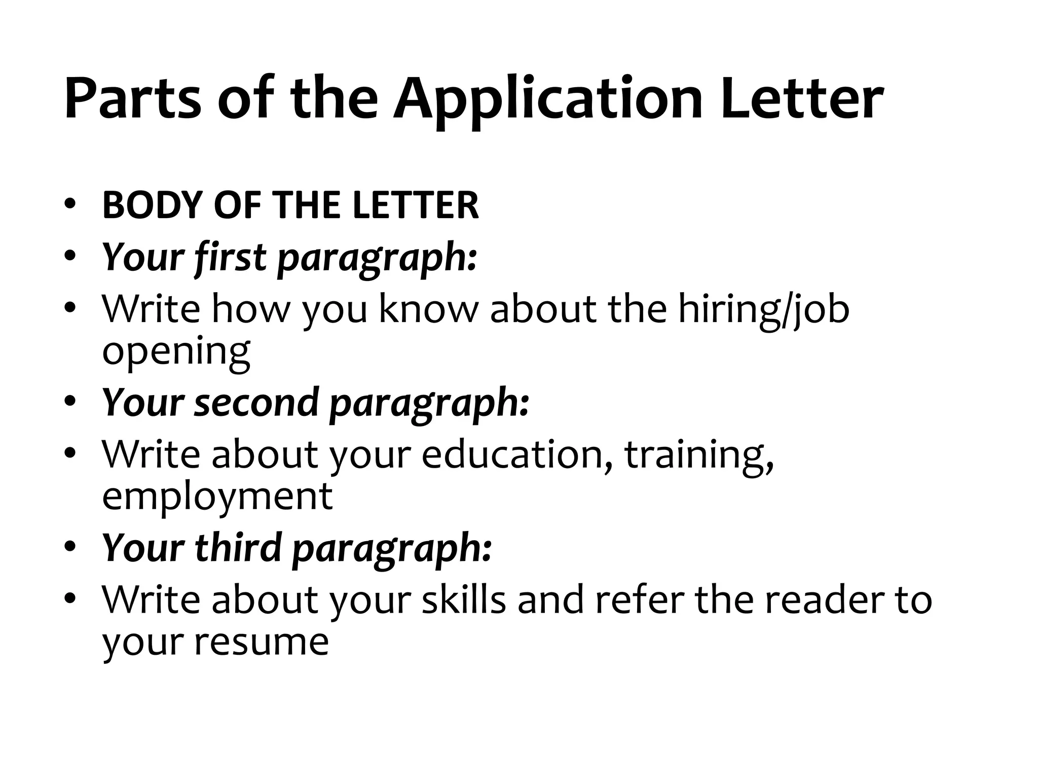 Communication for employment: Writing the application letter and resume ...