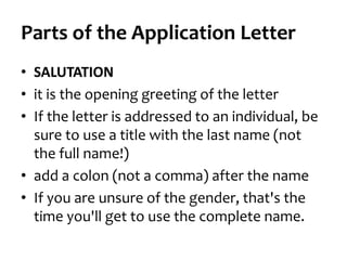 Communication for employment: Writing the application letter and resume ...