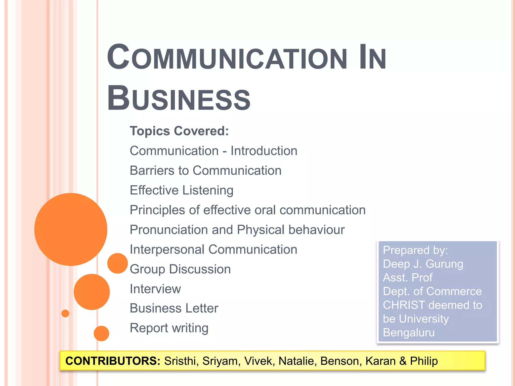Communication in Business (Part 1) | PPT