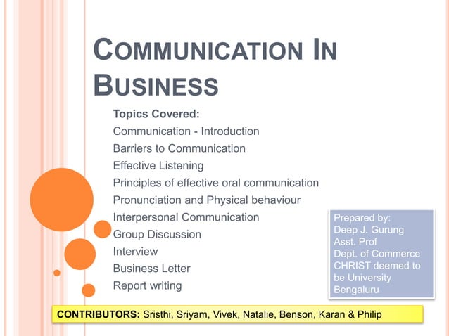 Communication in Business (Part 1) | PPT