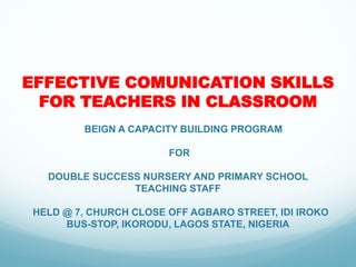 COMMUNICATION IN CLASSROOM strategiessss | PDF