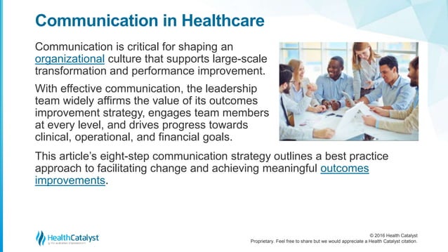Communication in Healthcare Culture: Eight Steps to Uphold Outcomes ...