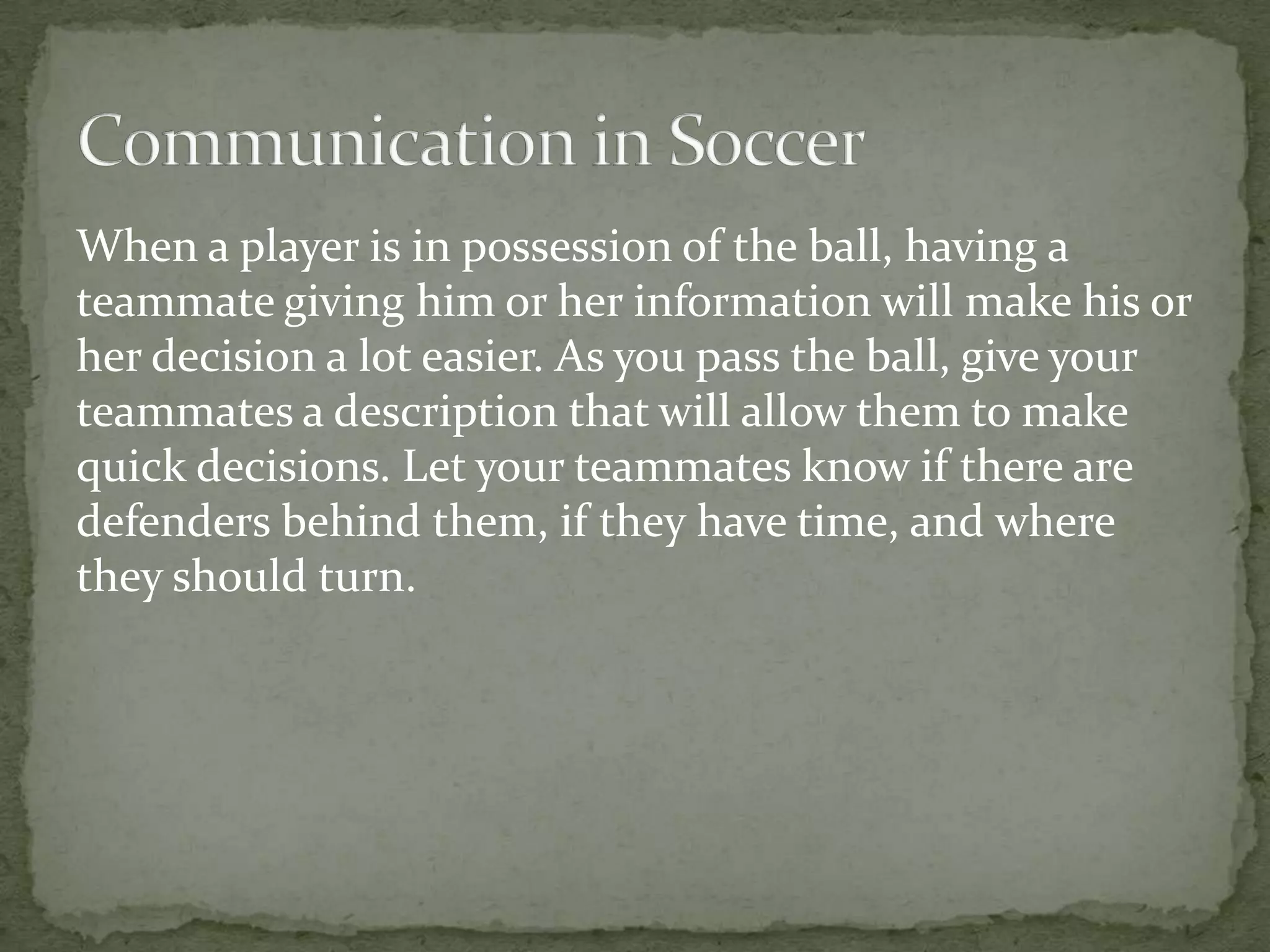 Communication in Soccer | PPTX