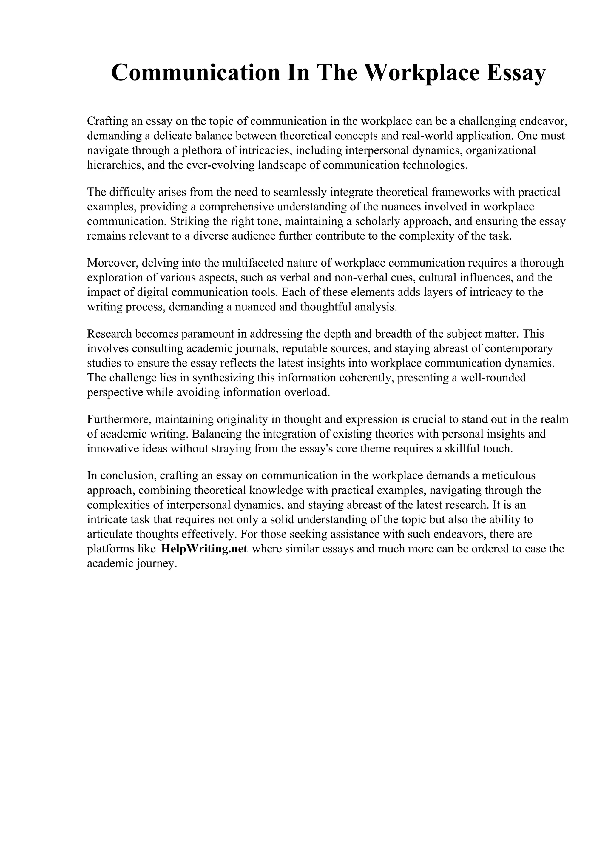 Communication In The Workplace Essay.pdf