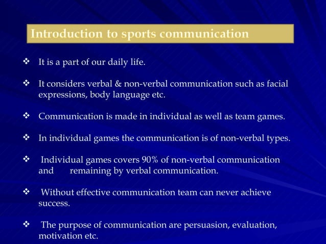 COMMUNICATION IN &THROUGH SPORTS | PPT