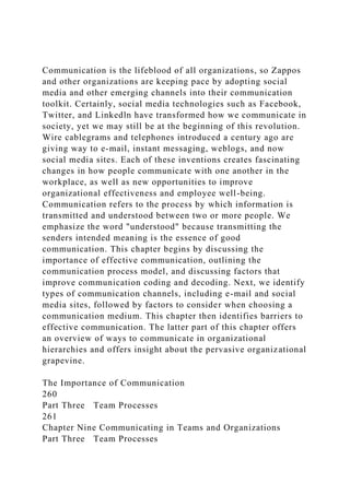 Communication is the lifeblood of all organizations, so Zappos and.docx ...
