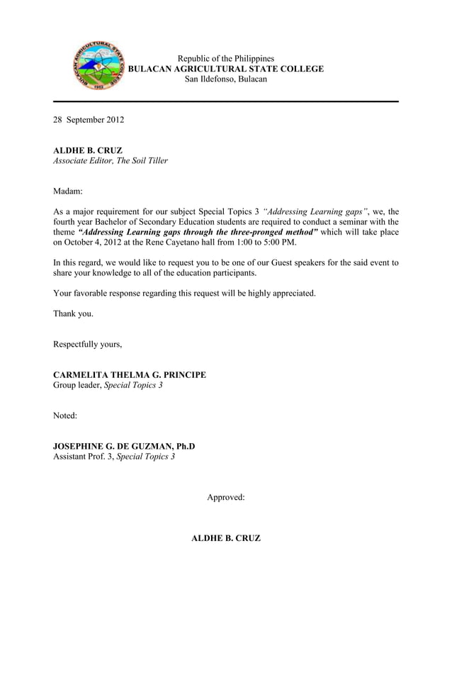 Communication letter for guest speaker 1 | DOCX