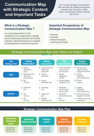Communication Map With Strategic Content And Important Tasks Report Ppt ...