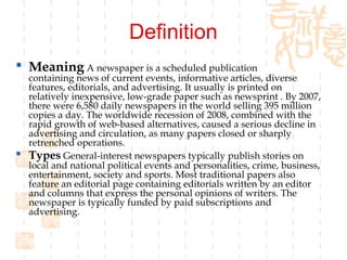 Communication media --newspaper | PPT