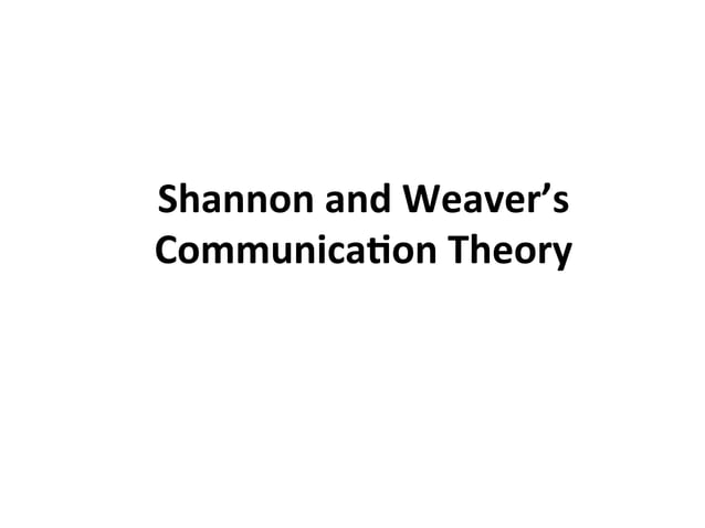 Communication Theory | PPT