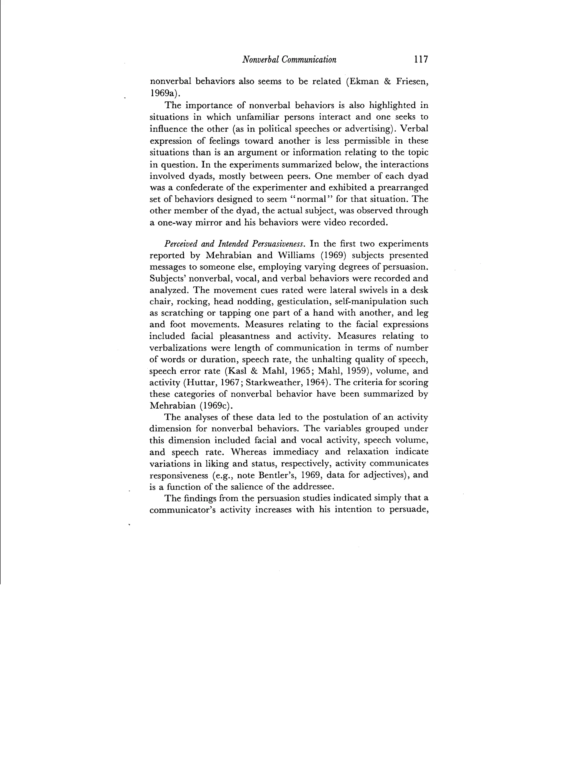 Mehrabian Communication - Nonverbal Communication a. mehrabian paper | PDF