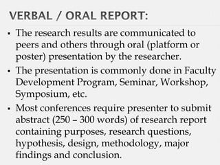 Communication of research findings | PDF
