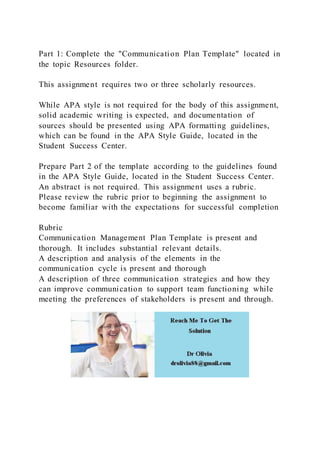 Communication Plan TemplateAssessment Descriptio | DOCX