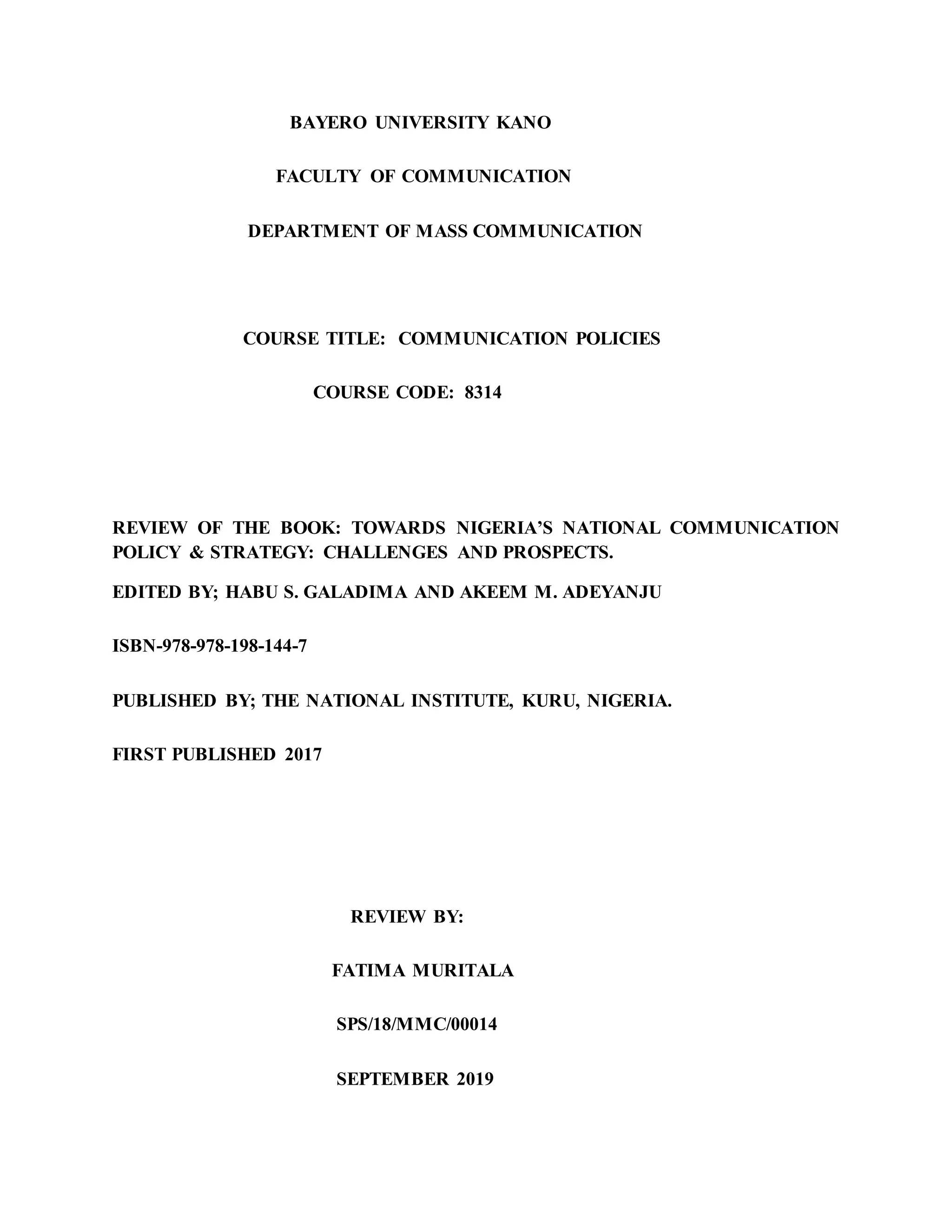 Communication policies assignment | DOCX