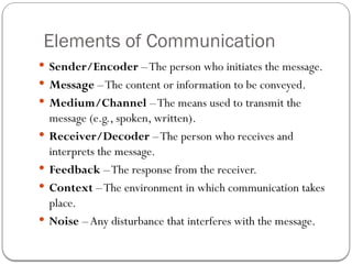 COMMUNICATION , ELEMENTS AND MODELS PPT.pptx