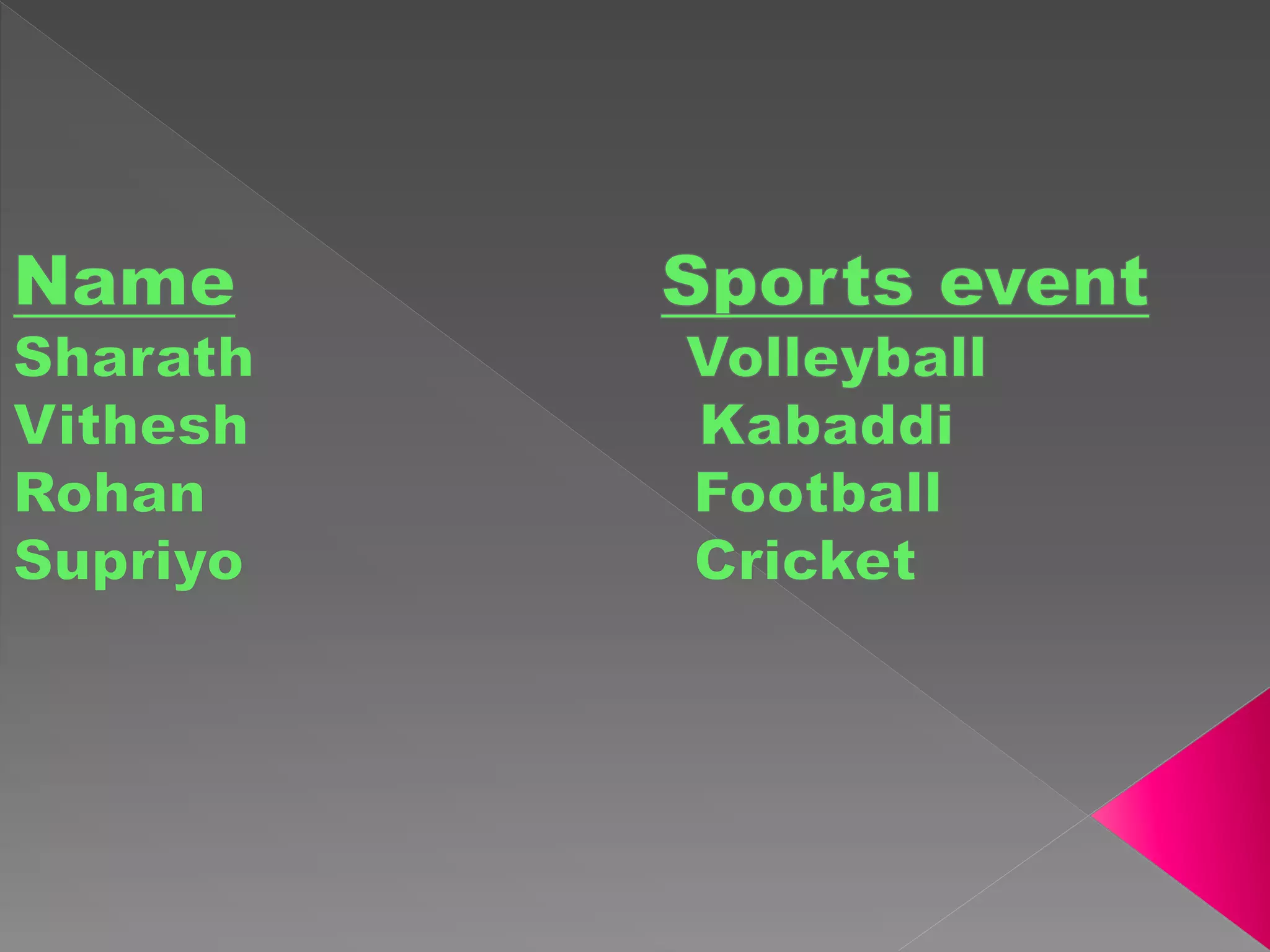 various sports events | PPTX