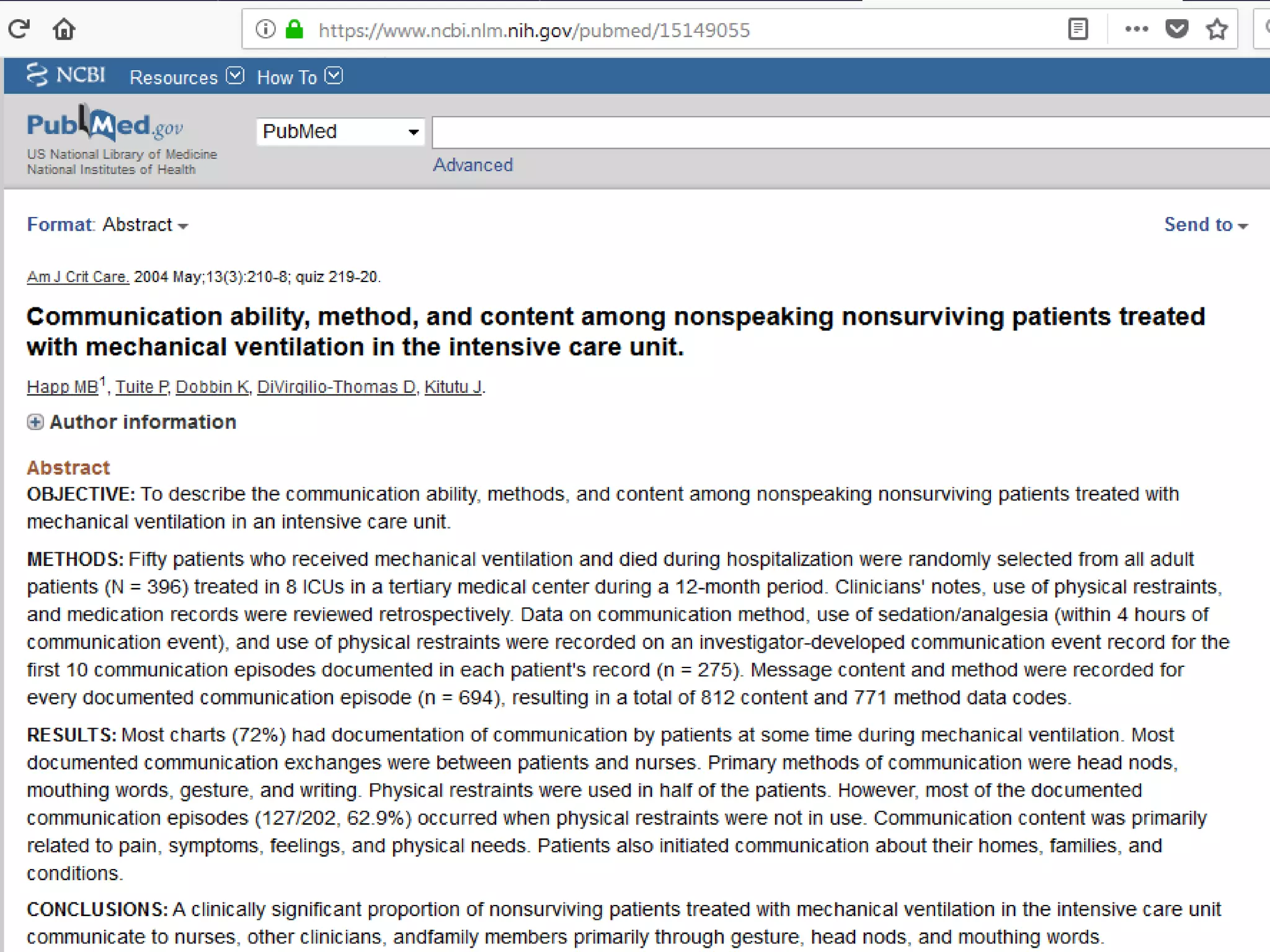 Communication with ICU patients: Knowing their needs | PPTX