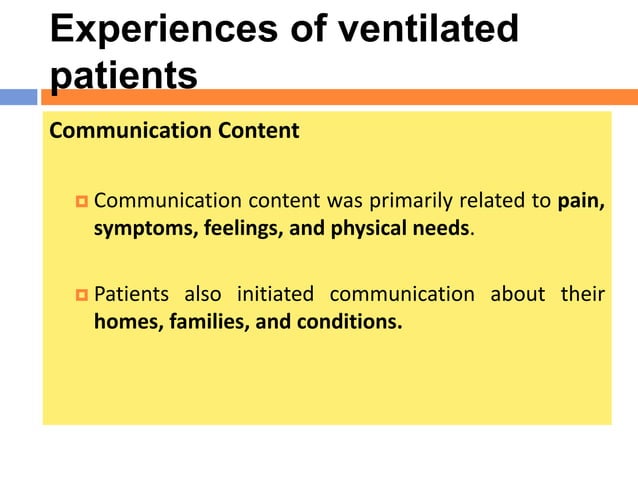 Communication with ICU patients: Knowing their needs | PPTX