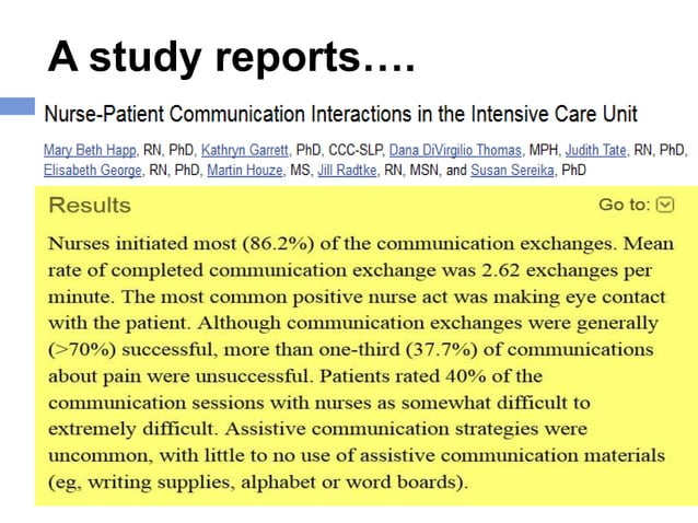 Communication with ICU patients: Knowing their needs | PPTX