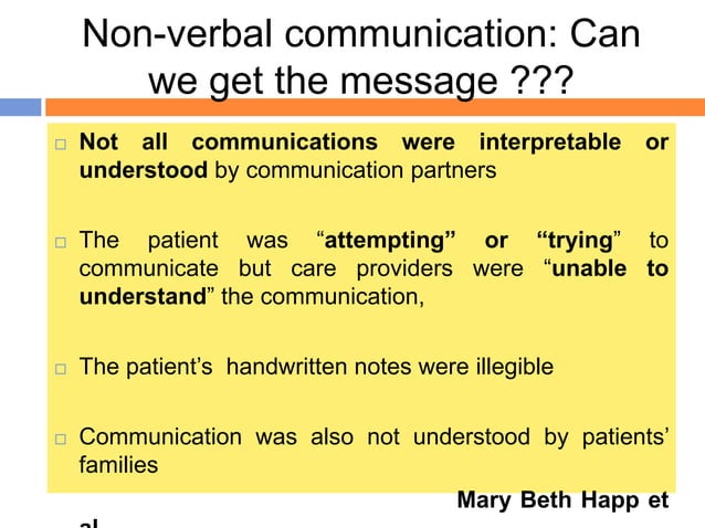Communication with ICU patients: Knowing their needs | PPTX