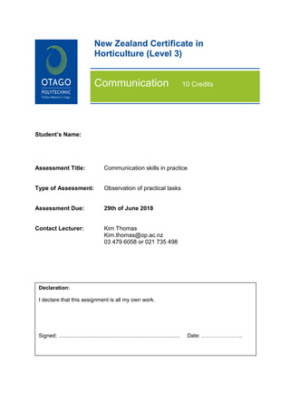 Communication Practical Assessment | PDF
