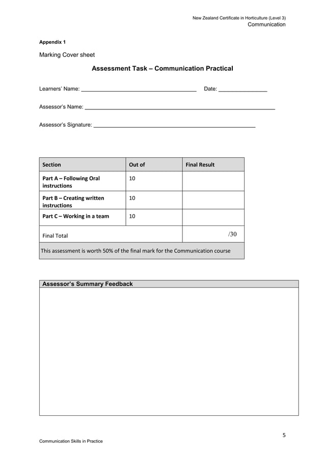 Communication Practical Assessment | PDF