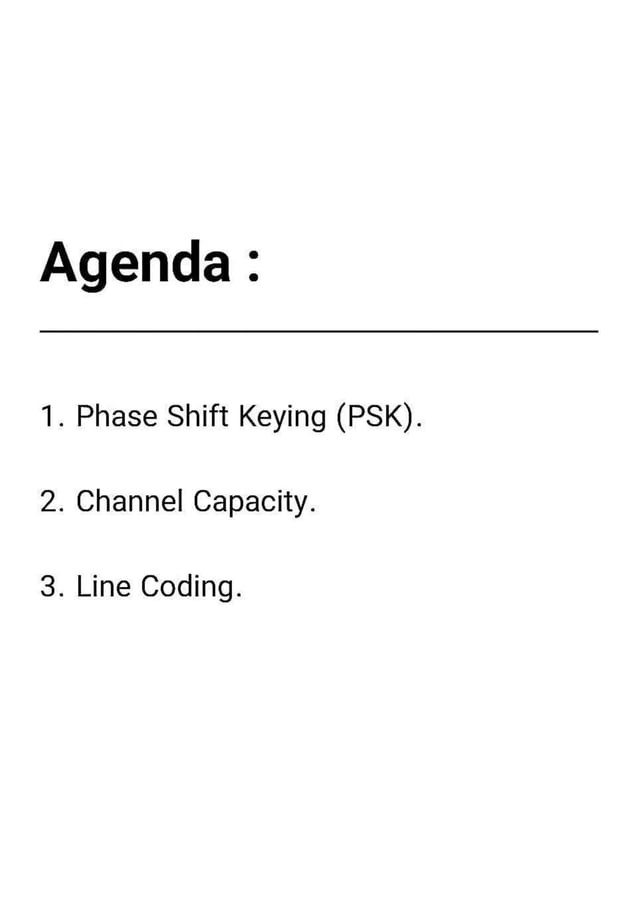 Phase Shift Keying, Line encoding & Channel Capacity.pptx | Digital Audio | Computer Software ...