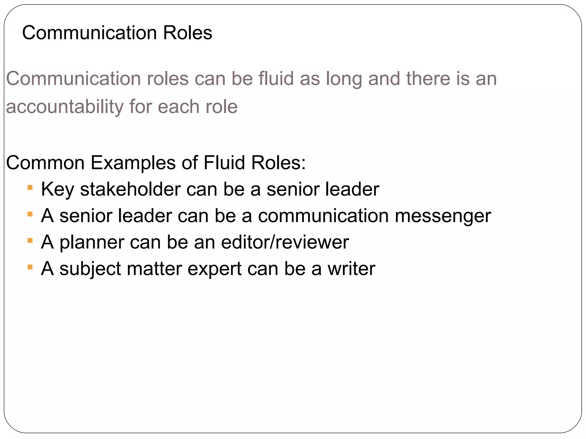 Effective Communications Tool Kit: Communication Roles | PPT